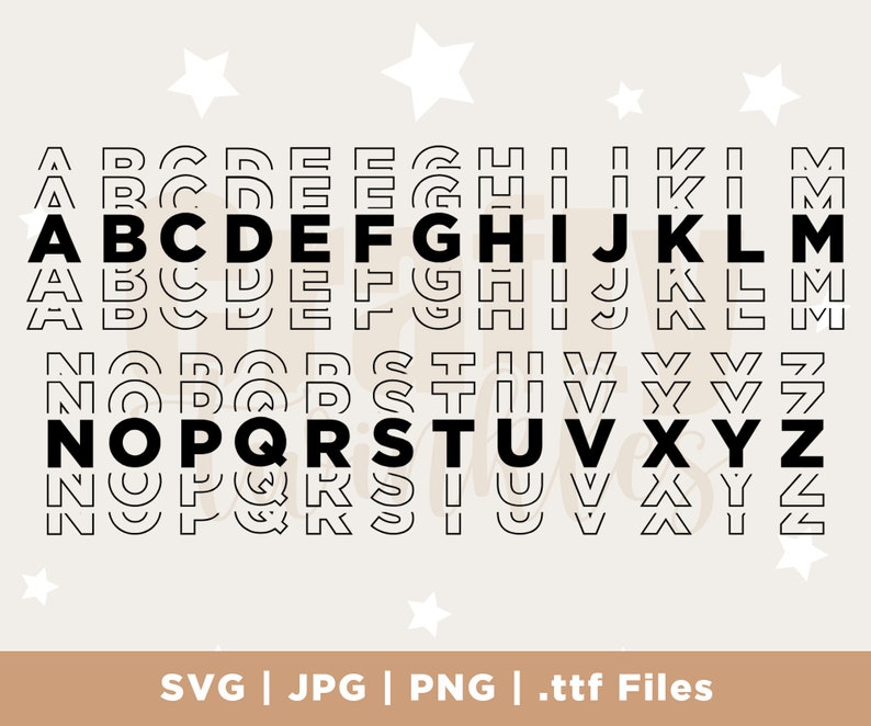 Mirror Font SVG PNG and Pdf Files Full Alphabet Stacked - Etsy