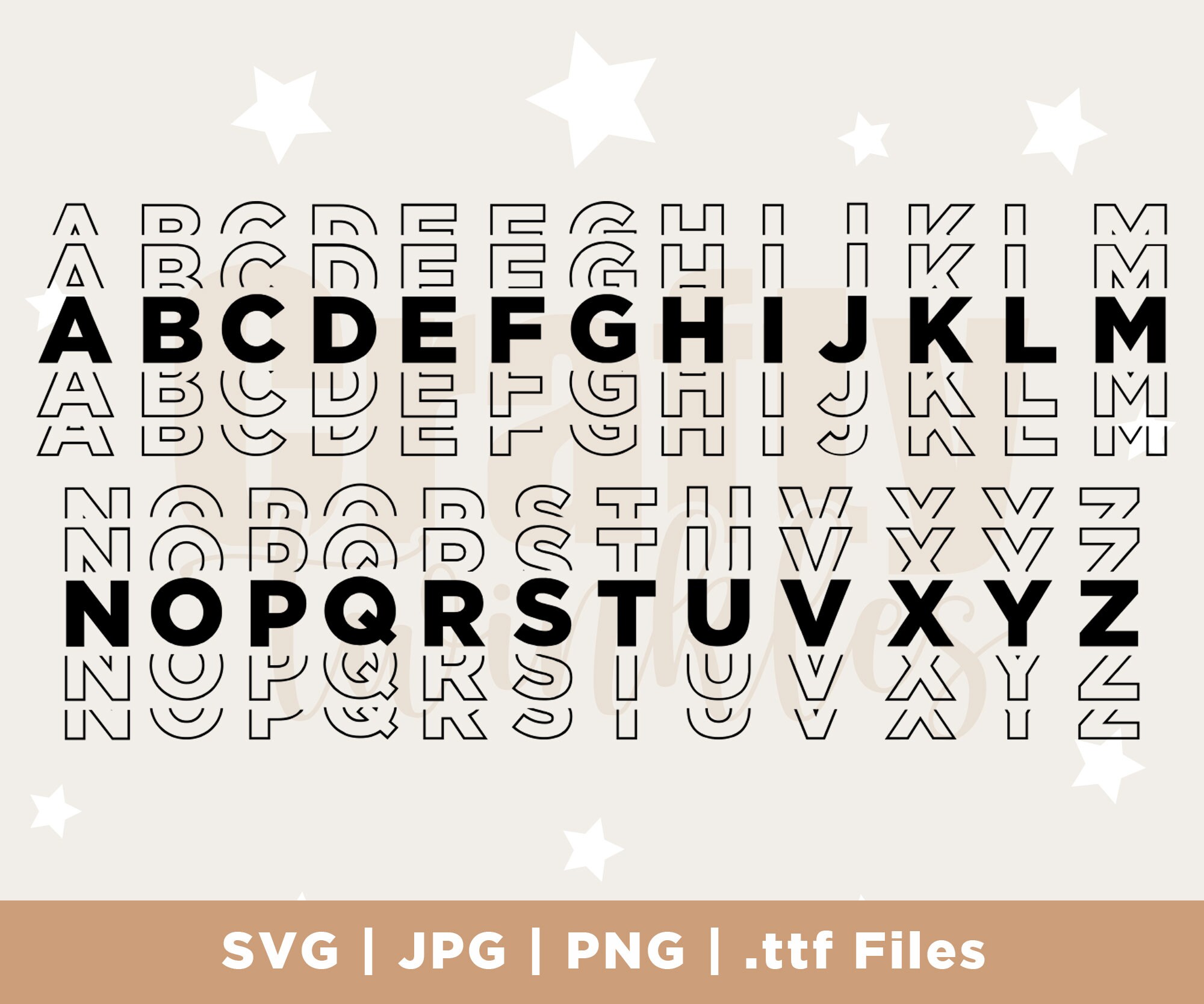 Mirror Font SVG PNG and Pdf Files Full Alphabet Stacked - Etsy