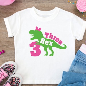 Girl Three Rex Svg, 3rd Birthday Svg, Girls T-rex Svg, Dinosaur ...
