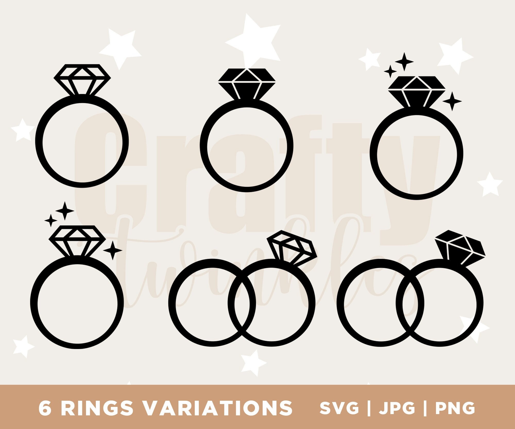 Wedding Ring SVG Bundle, Couple Rings Clipart for Cricut, Silhouette ...