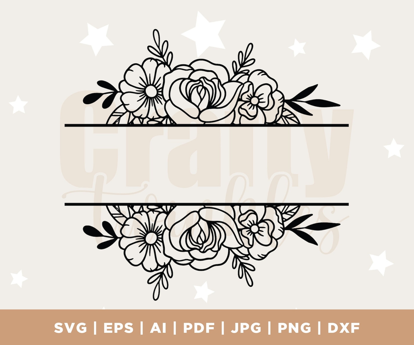 Split Floral Frame SVG, Floral Border SVG, Split Flower Monogram Svg ...