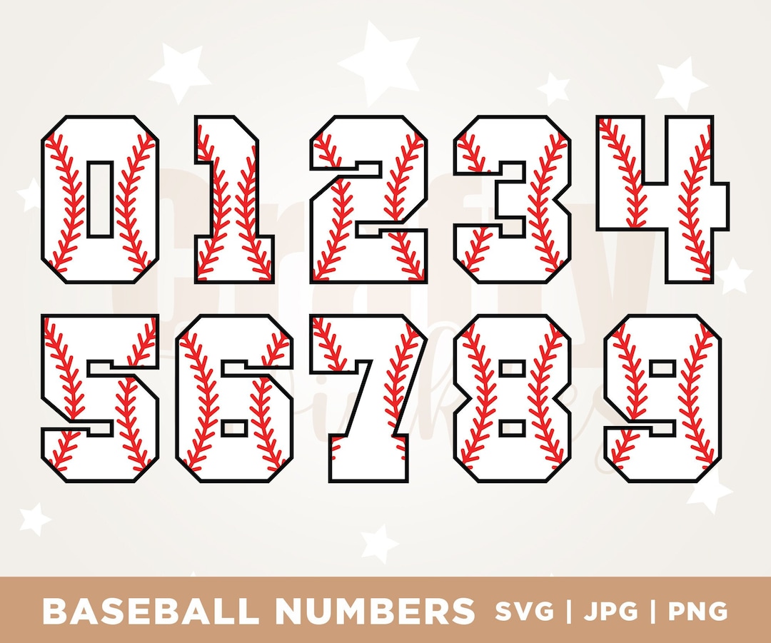 Baseball Numbers, Baseball Stiches, Softball Font Svg Files, Cameo, Eps ...