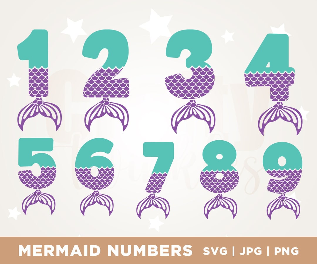 Birthday Mermaid SVG Bundle, Bundle Mermaid Birthday Number 0-9 Svg ...