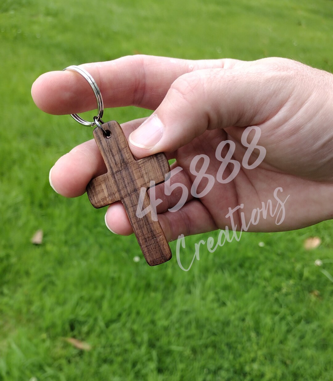 Simple Cross Walnut Wood Key Chain - Etsy