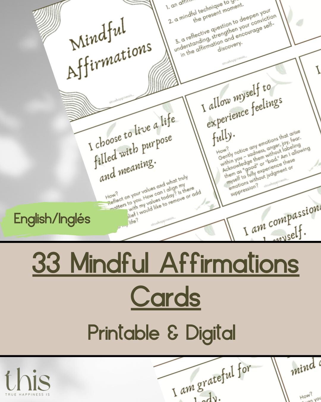 Mindful Affirmation Cards Mindfulness Cards Self-love Cards Positive ...