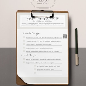LDS Baptism Check List, Digital Download, LDS Baptism, Baptism ...