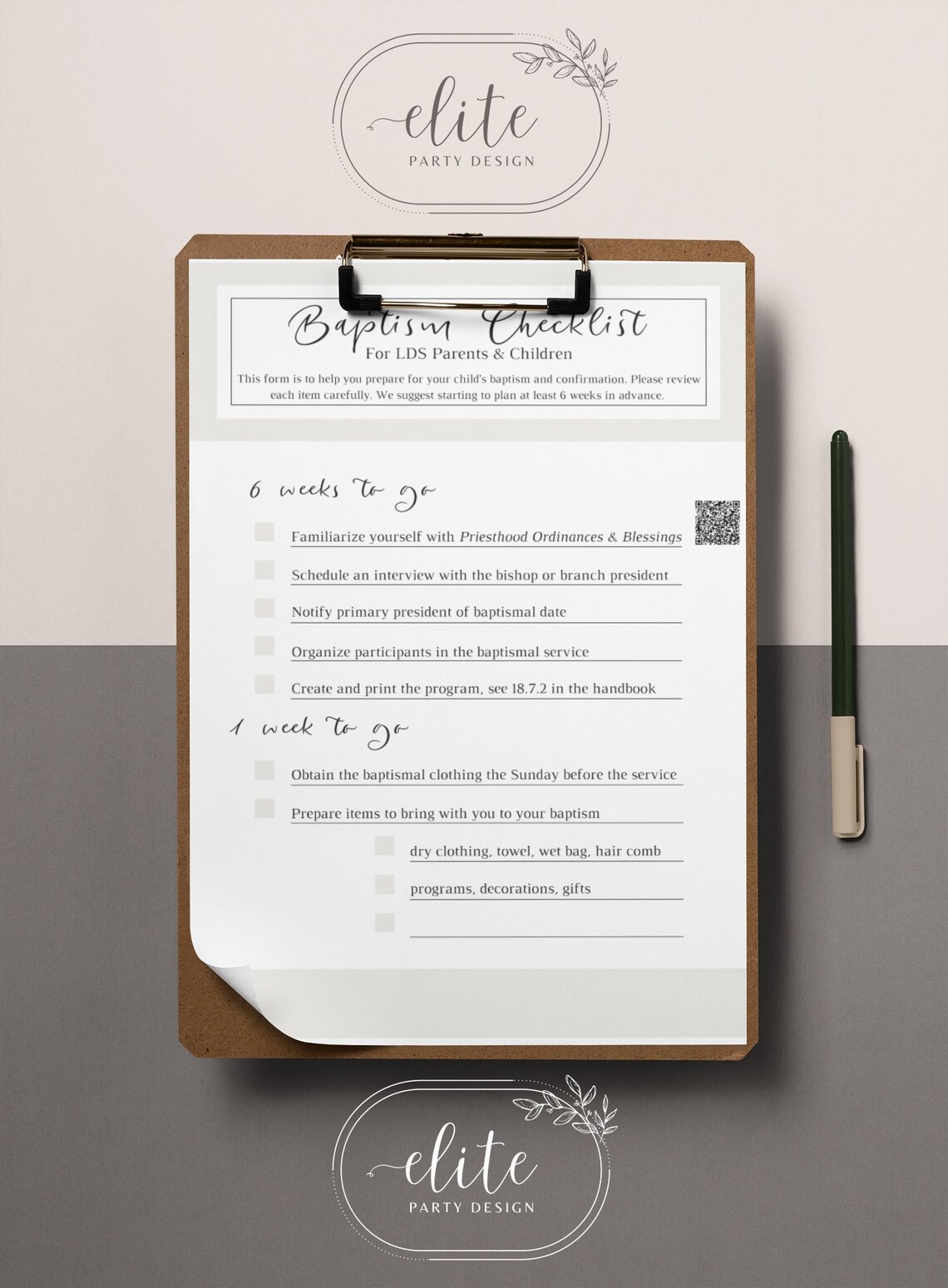 LDS Baptism Check List, Digital Download, LDS Baptism, Baptism ...