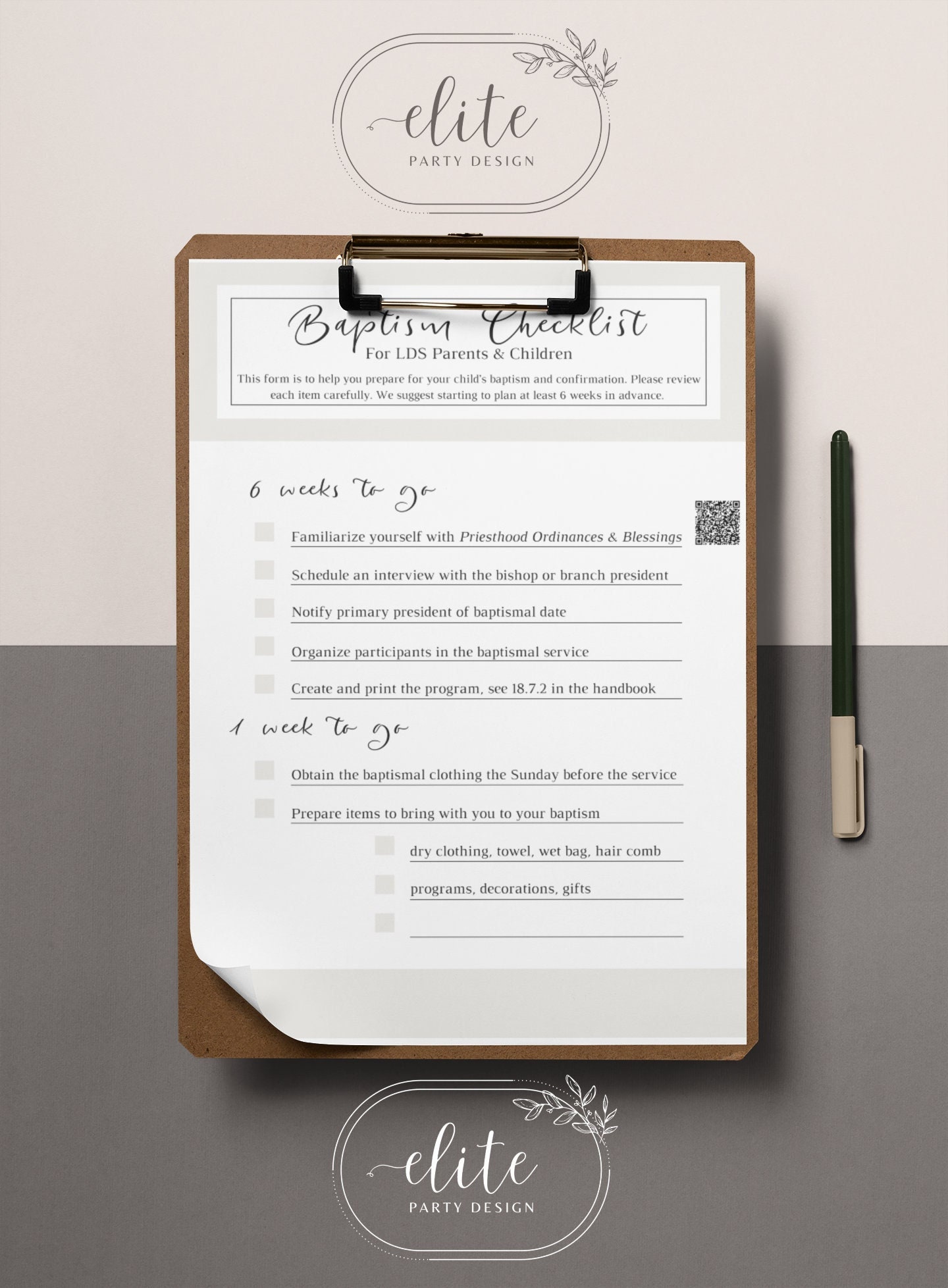 LDS Baptism Check List, Digital Download, LDS Baptism, Baptism ...