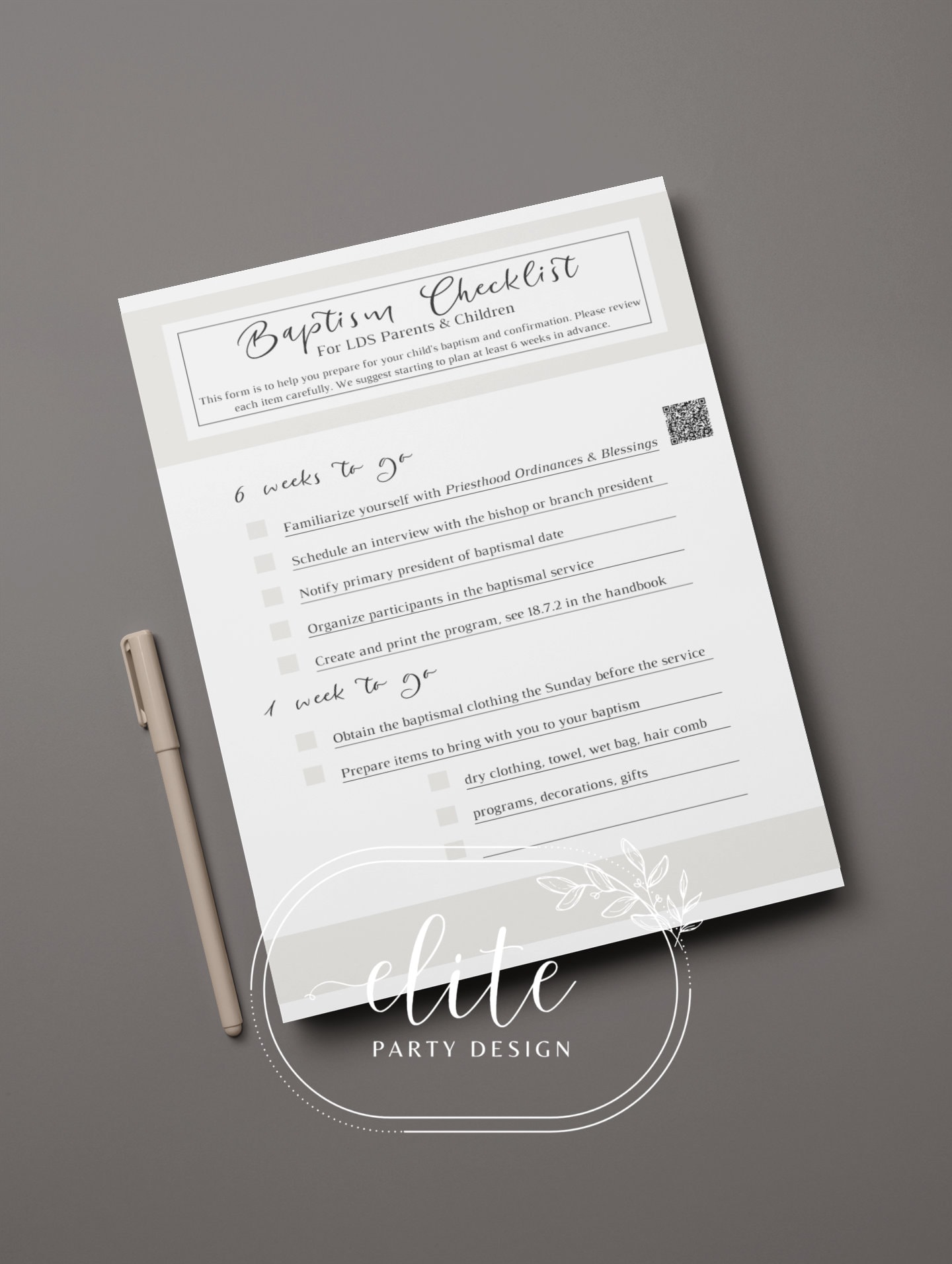 LDS Baptism Check List, Digital Download, LDS Baptism, Baptism ...