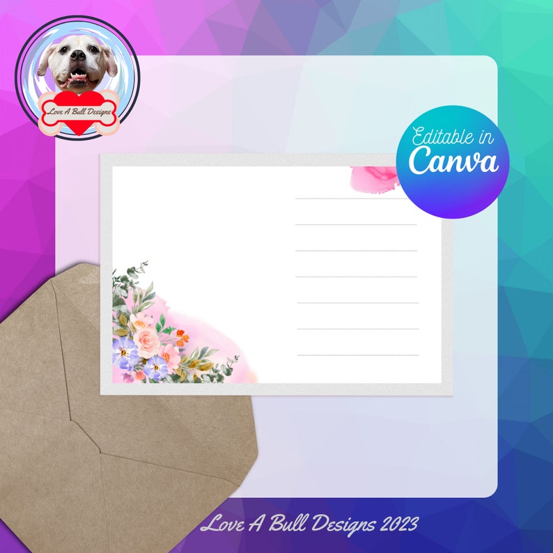 CANVA Foldable Birthday Card Template- Watercolour Flowers Birthday ...