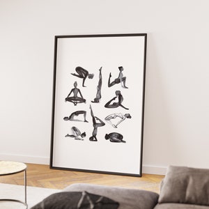 Yoga Poses Set Self Printing Digital Download Yoga Poster Yoga Wall ...