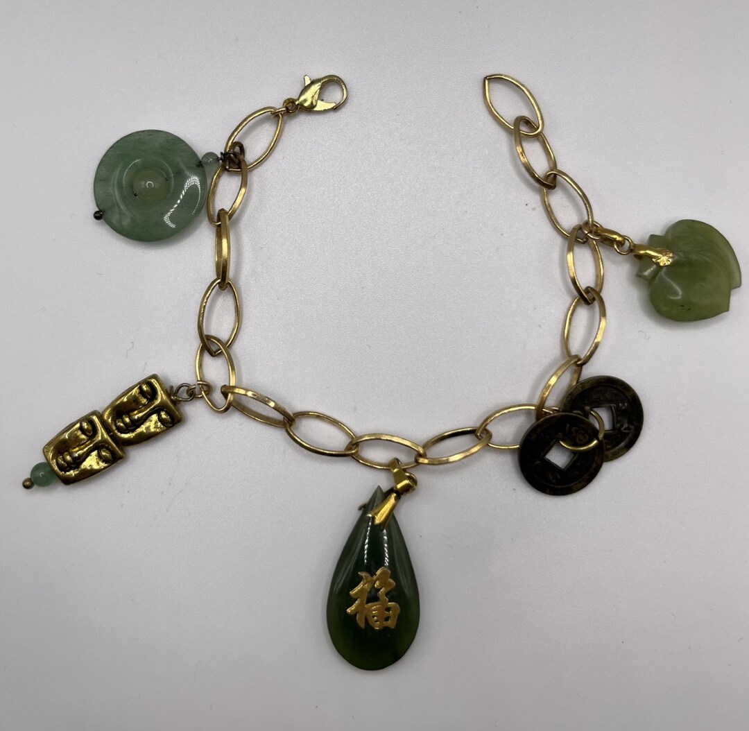 Jade Chinese Charm Bracelet - Etsy