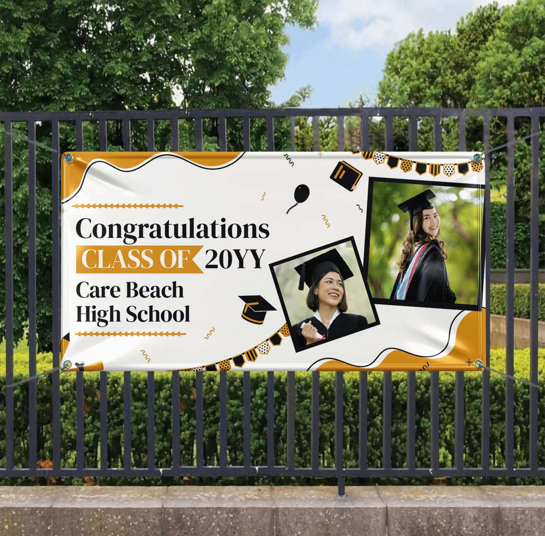Personalized Graduation Banner W/ Photo, Class & School - Outdoor ...