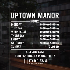 Store Hours Decal - Hours of Operation Sticker - Business Hours Decal ...