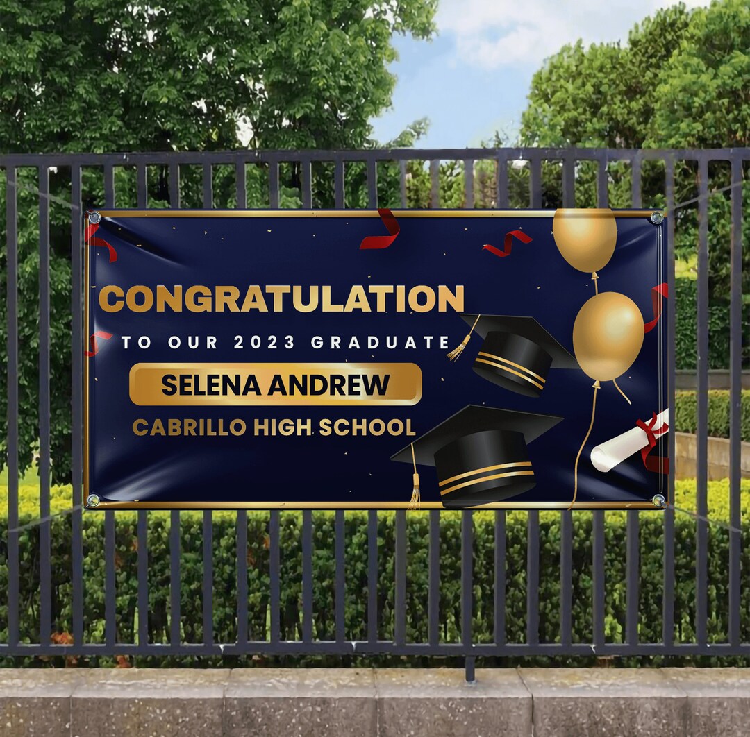 Vibrant Custom Graduation Banner Featuring Class of year and Name ...