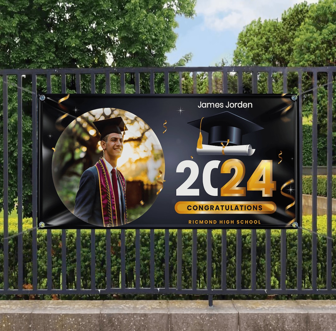 Personalized Graduation Banner W/ Photo, Name & School - Outdoor ...