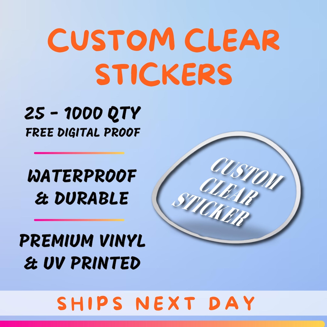 Premium Clear Stickers Pack - Personalized Transparent Vinyl Stickers ...