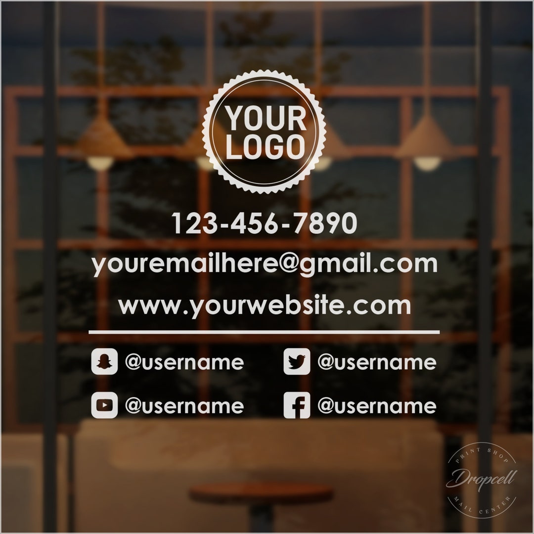 Personalized Storefront Vinyl Decal With Custom Company Logo and ...