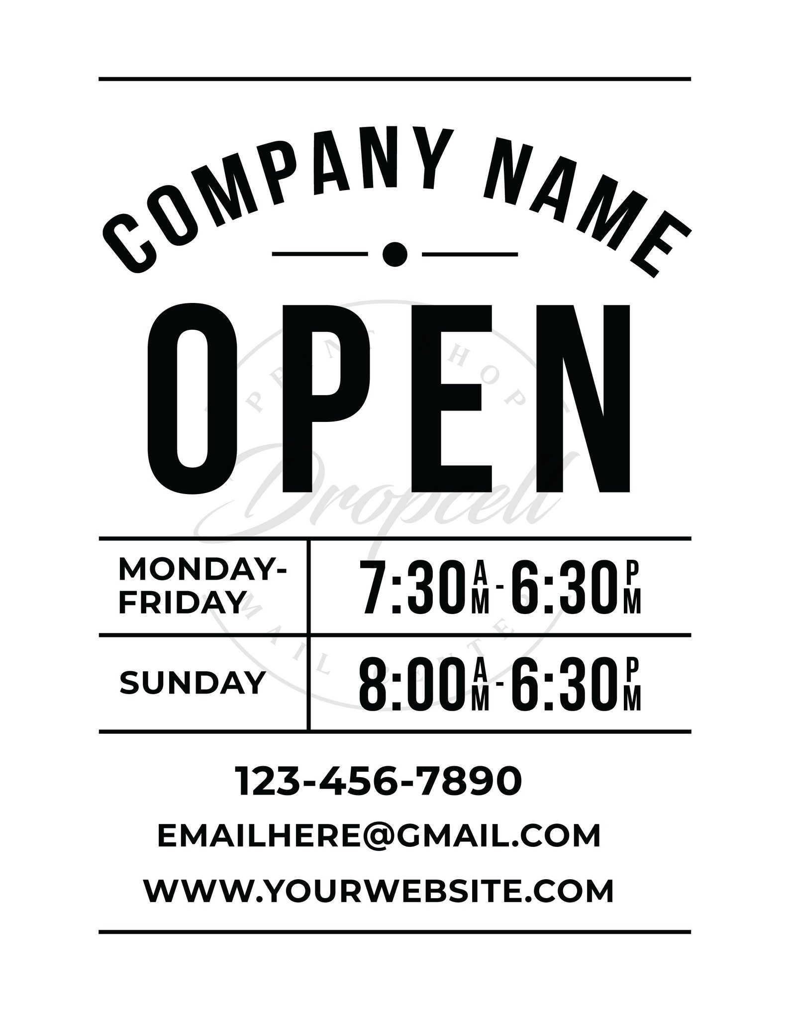 Store Hours Decal Hours of Operation Stickers Business Hours Door ...