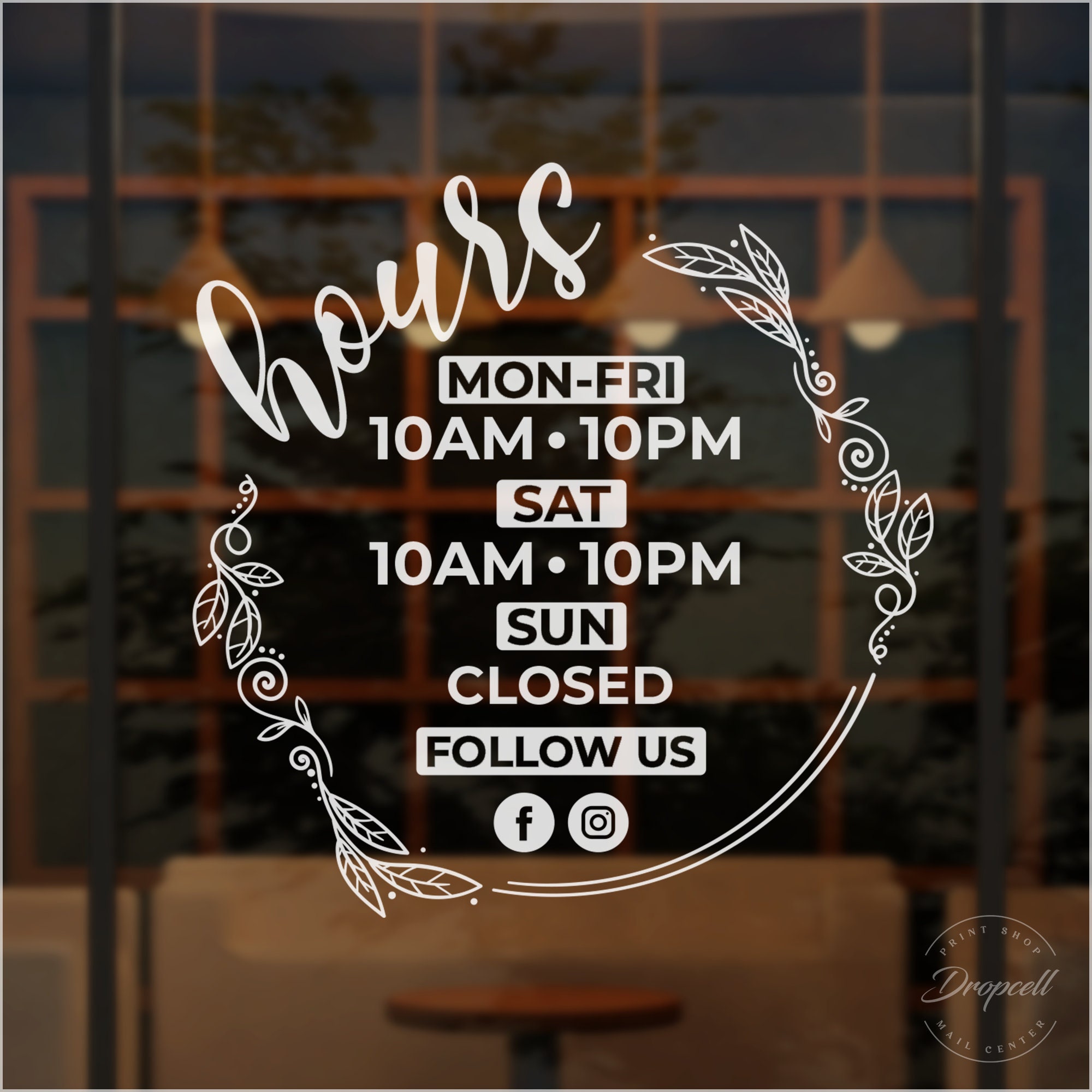 Store Hours Decal Hours of Operation Sticker Business Hours Decal ...