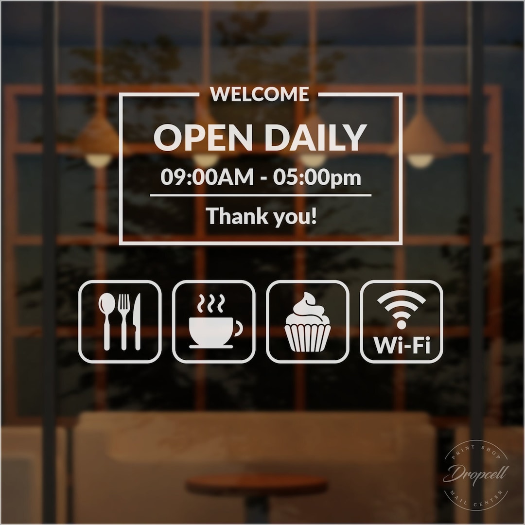 Store Hour Decals - Open Daily Sign - Business Hours Door Decal ...