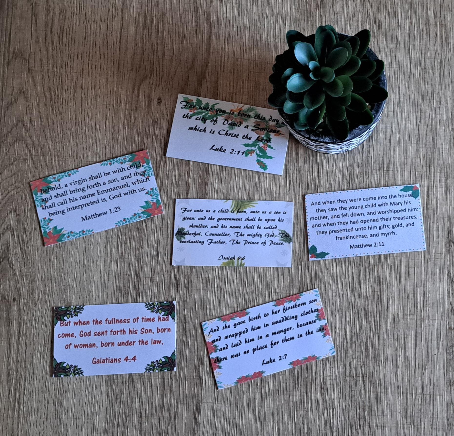 Bible Verse Christmas Cards, Printable Scripture Cards, Memory Verse ...