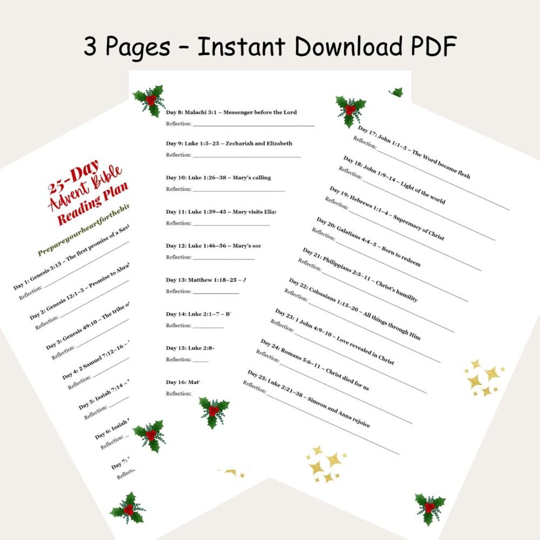 25-day Advent Bible Reading Plan, Printable Christmas Scripture Study ...