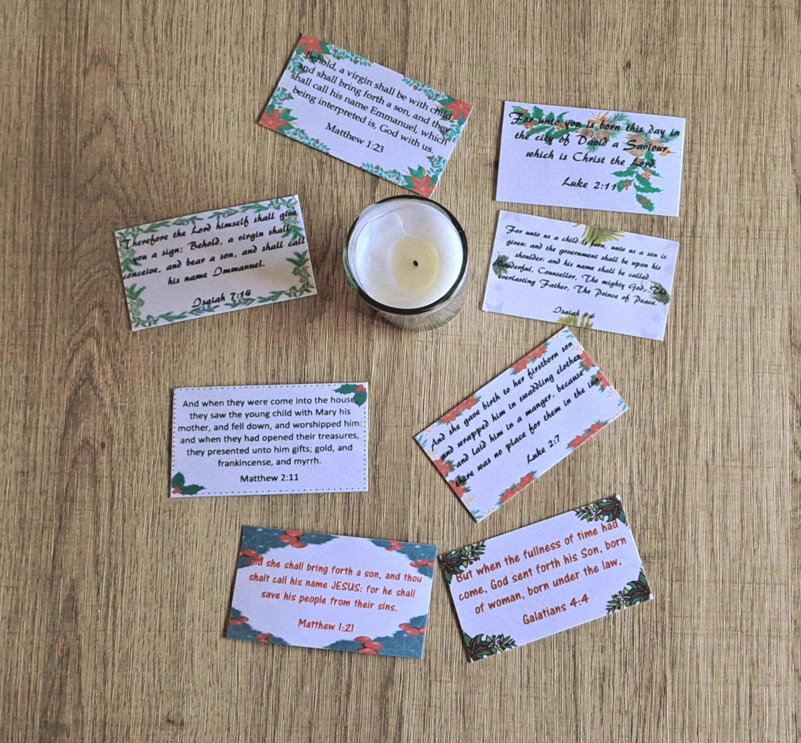 Bible Verse Christmas Cards, Printable Scripture Cards, Memory Verse ...