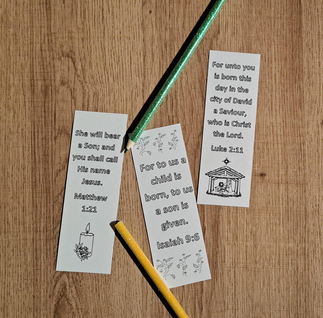 Christian Colouring Bookmarks: Christmas Bible Verse Advent Activity ...