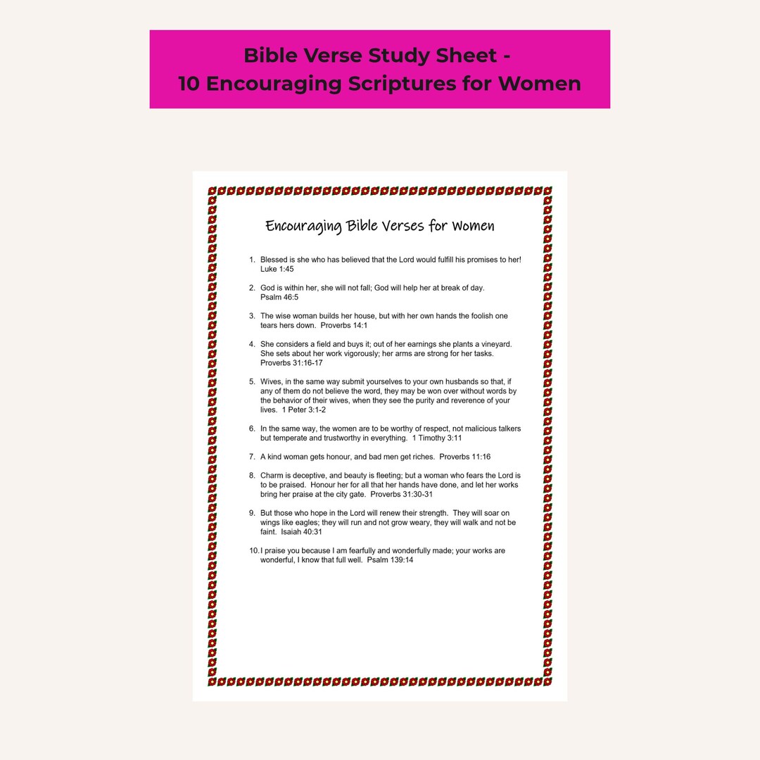 10 Bible Verses for Women Print | Encouraging Scripture Sheet ...