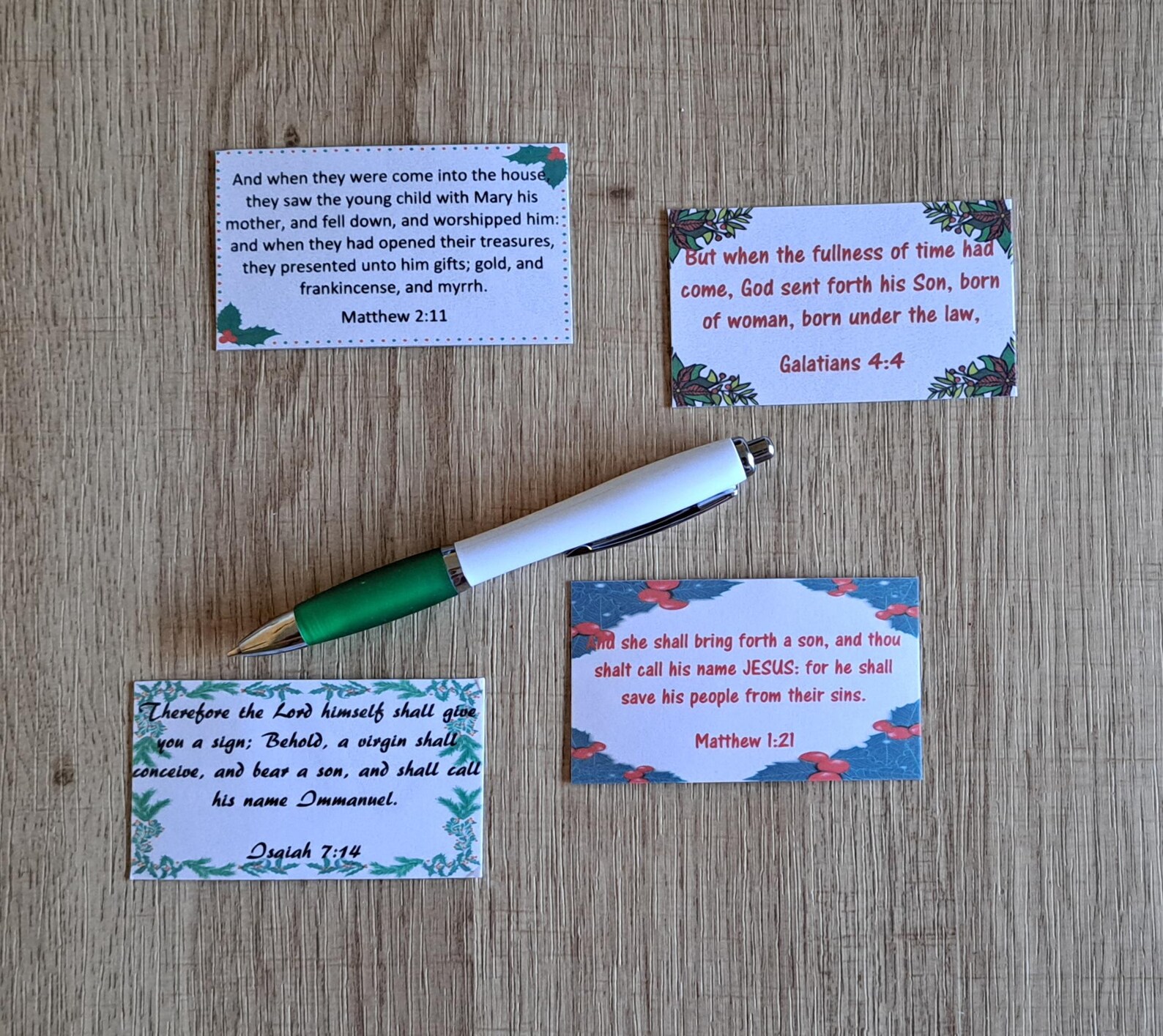 Bible Verse Christmas Cards, Printable Scripture Cards, Memory Verse ...