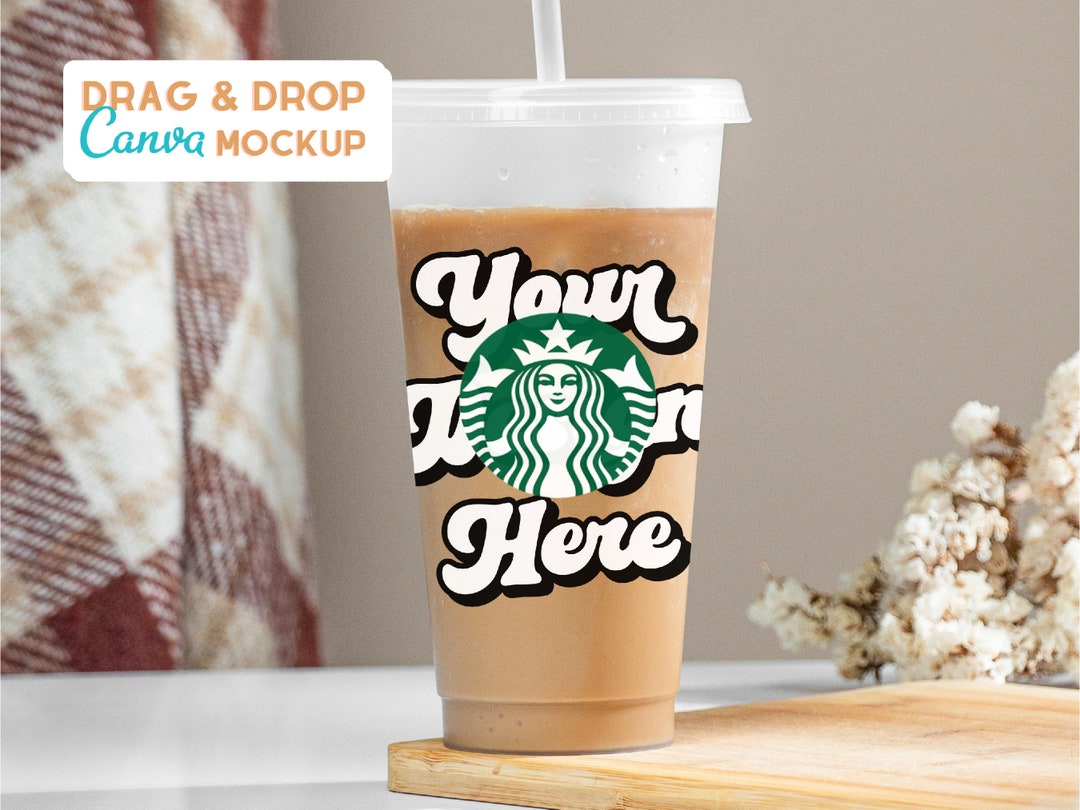 DRAG & DROP Logo Cold Cup Mockup, 24oz Venti Cup Mockup, Clear Cold Cup ...