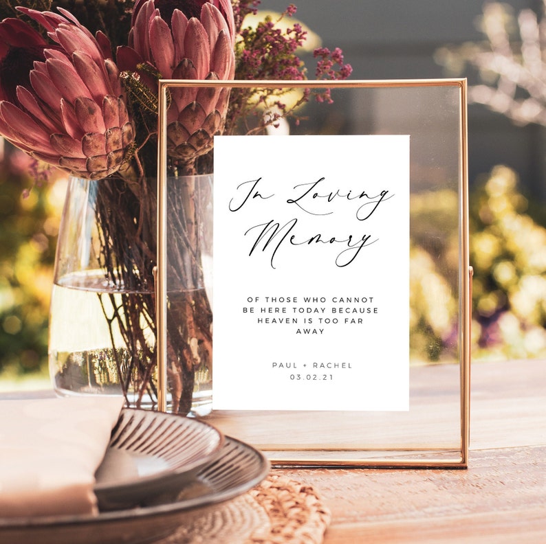 In Loving Memory Sign Template Simple in Memory Printable Wedding ...