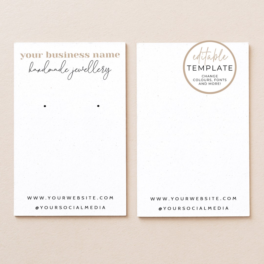 Minimal Custom Earring Display Cards - Jewelry Display Cards - Editable ...