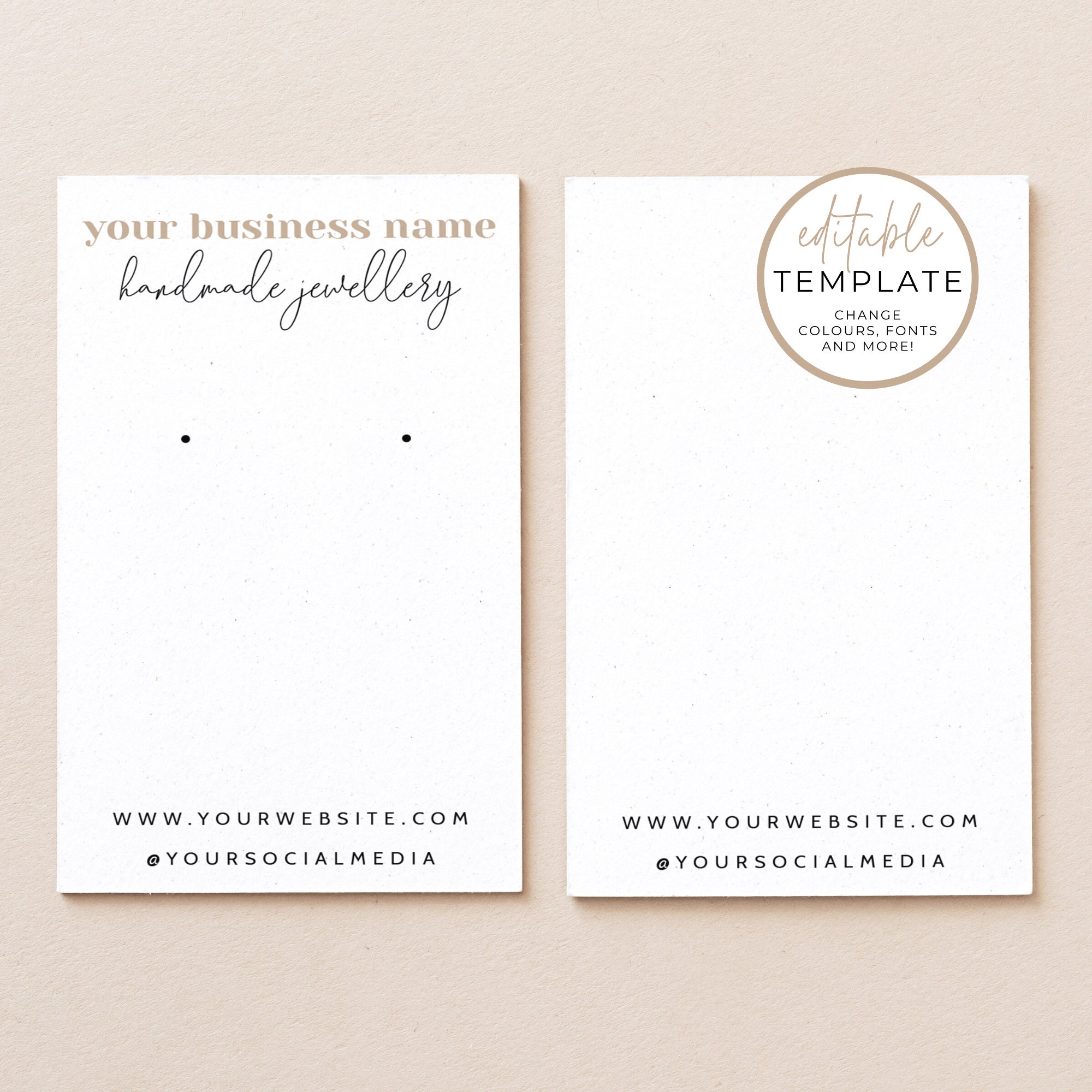 Minimal Custom Earring Display Cards - Jewelry Display Cards - Editable ...