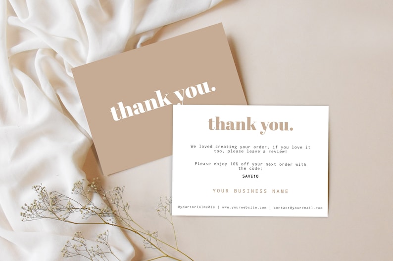Editable Minimalist Thank You Card Business Printable Small - Etsy