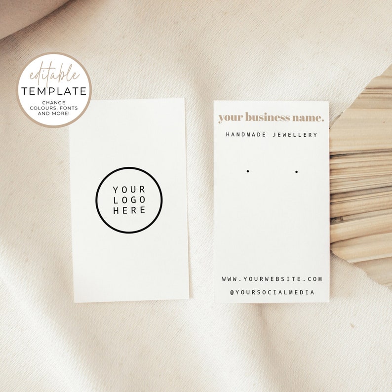 Minimal Custom Earring Display Cards - Jewelry Display Cards - Editable ...