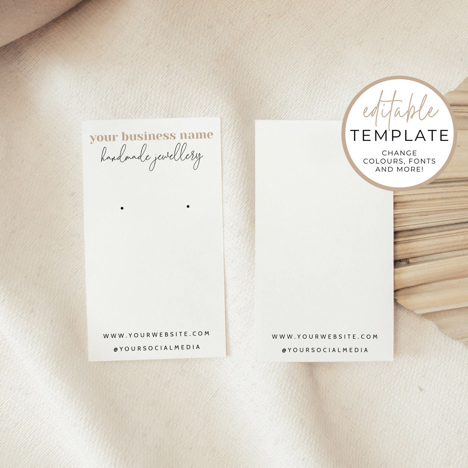 Minimal Custom Earring Display Cards - Jewelry Display Cards - Editable ...