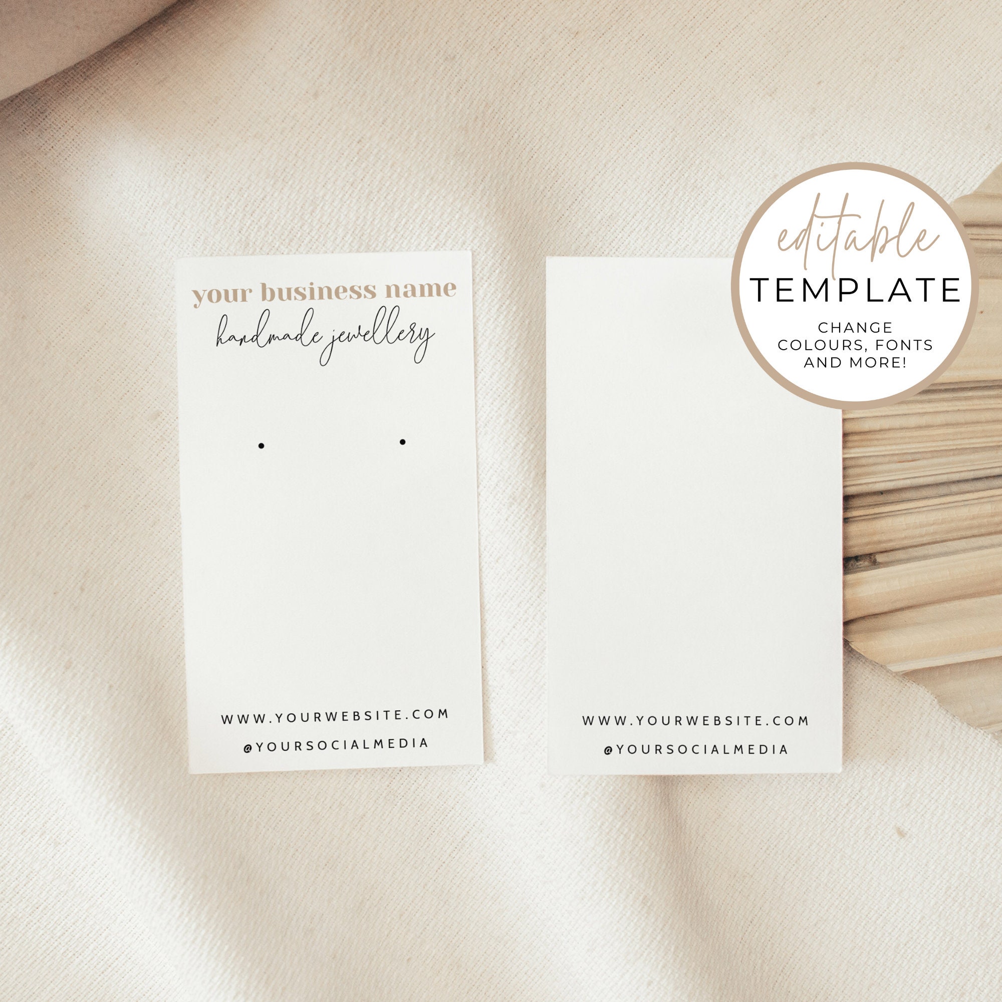 Minimal Custom Earring Display Cards - Jewelry Display Cards - Editable ...
