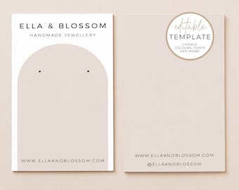 Minimal Custom Earring Display Cards Jewelry Display Cards Editable ...