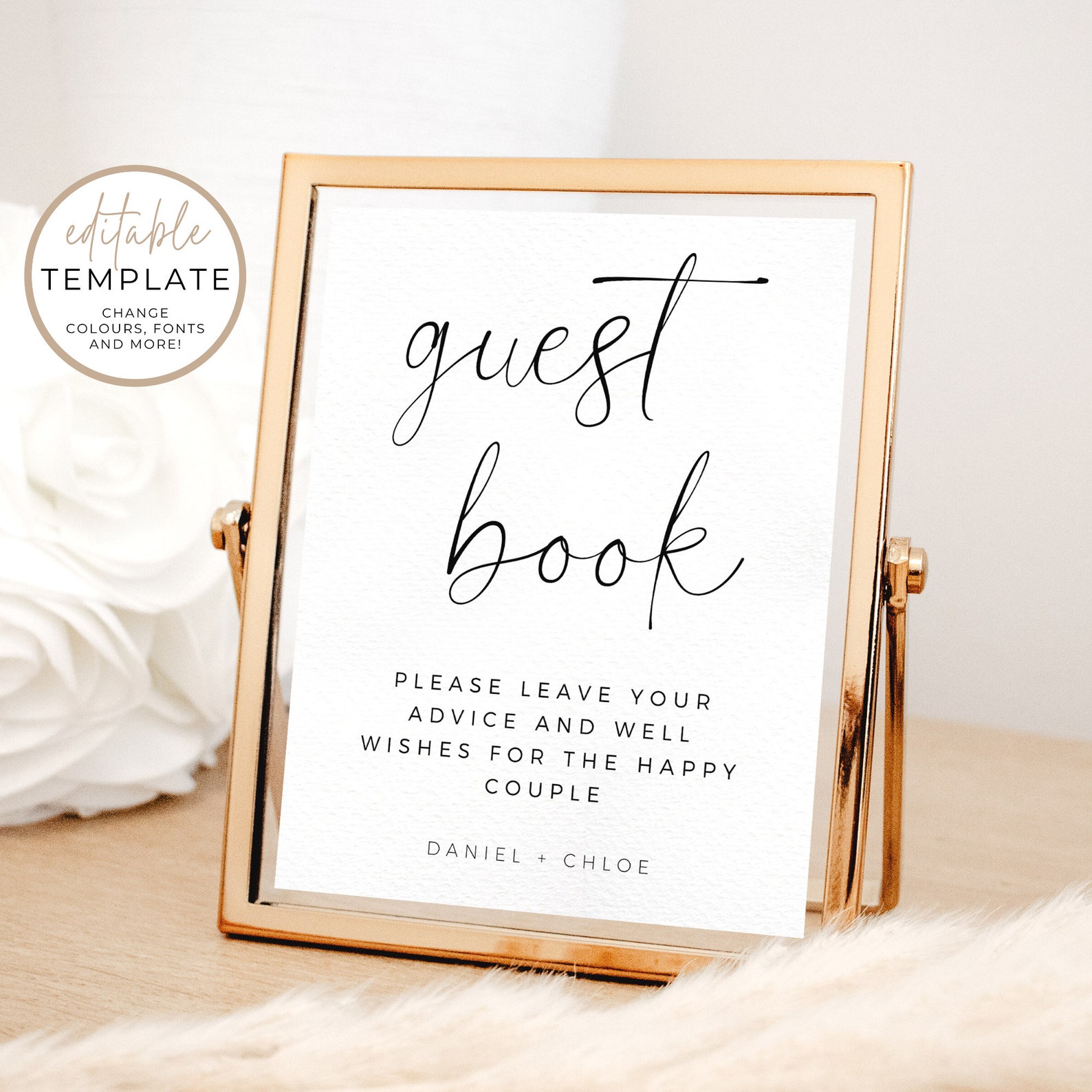 Modern Guestbook Sign Template Printable Minimalist Sign Our Guestbook ...