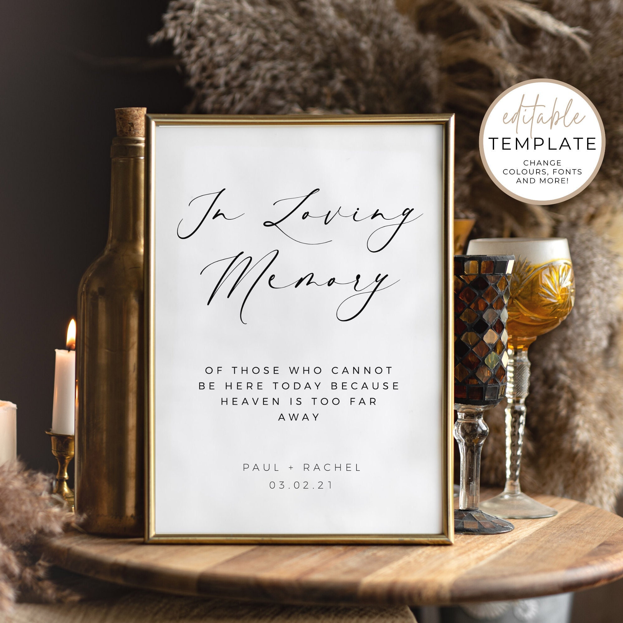 In Loving Memory Sign Template Simple in Memory Printable Wedding ...