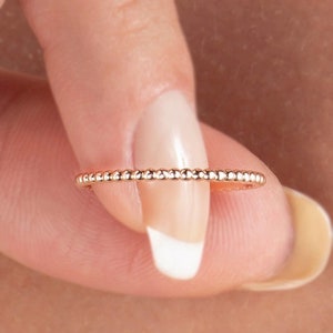 14k Gold Super Thin Ring, Solid Gold Simple Thin Ring, Dainty Stacking Ring, Minimalist Pinky ...