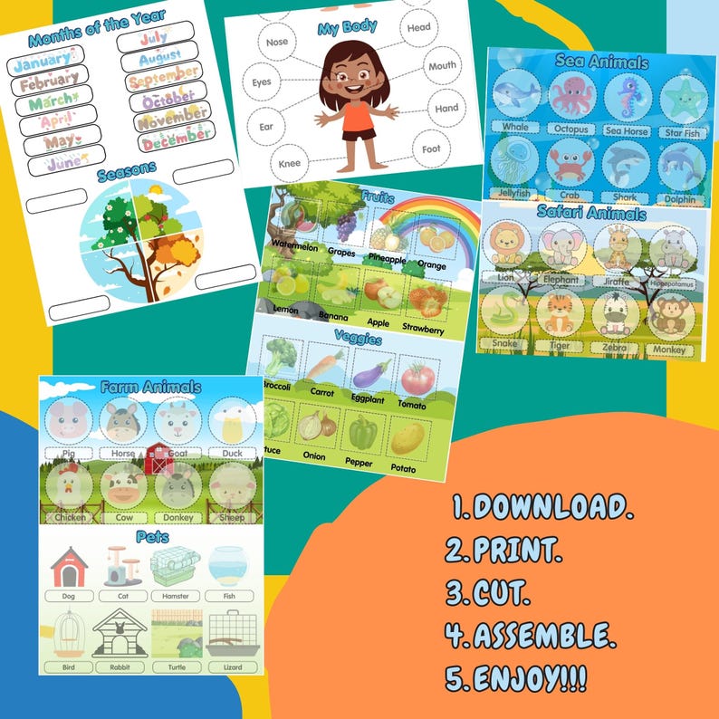 Printable Busy Book for Toddlers and Kids, Autism-friendly Educational ...