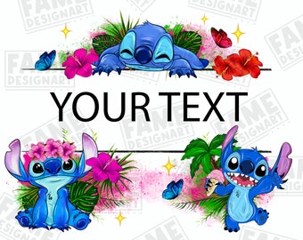 Personalized Floral Stitch Png Sublimation Design Download, Custom Name ...