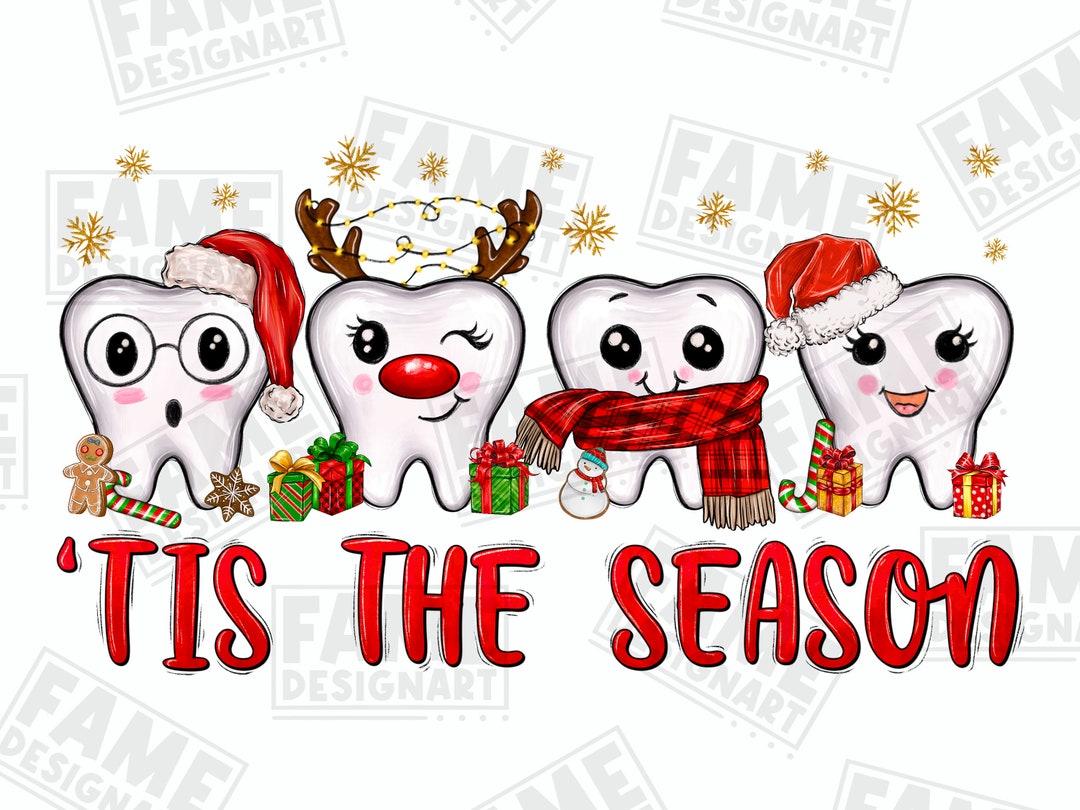 Tis the Season Cute Christmas Tooth Png, Christmas Teeth Dentist Png ...