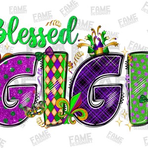 Mardi Gras Blessed Gigi Png Sublimation Design, Mardi Gras Png, Mardi ...