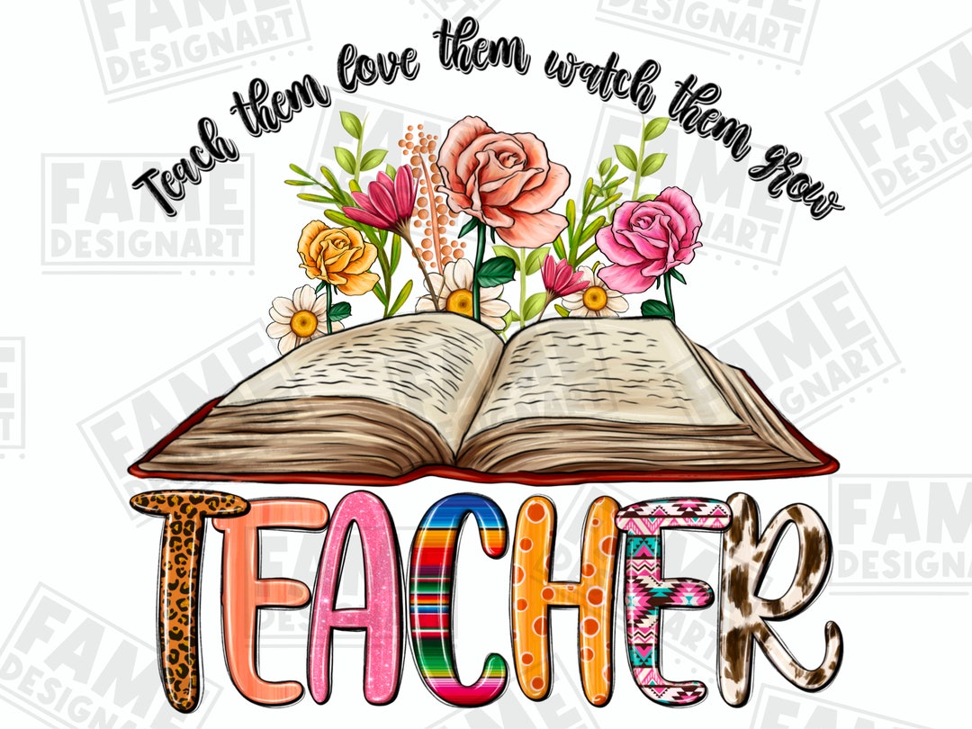 Teacher Book With Flowers Png Sublimation Design - Etsy