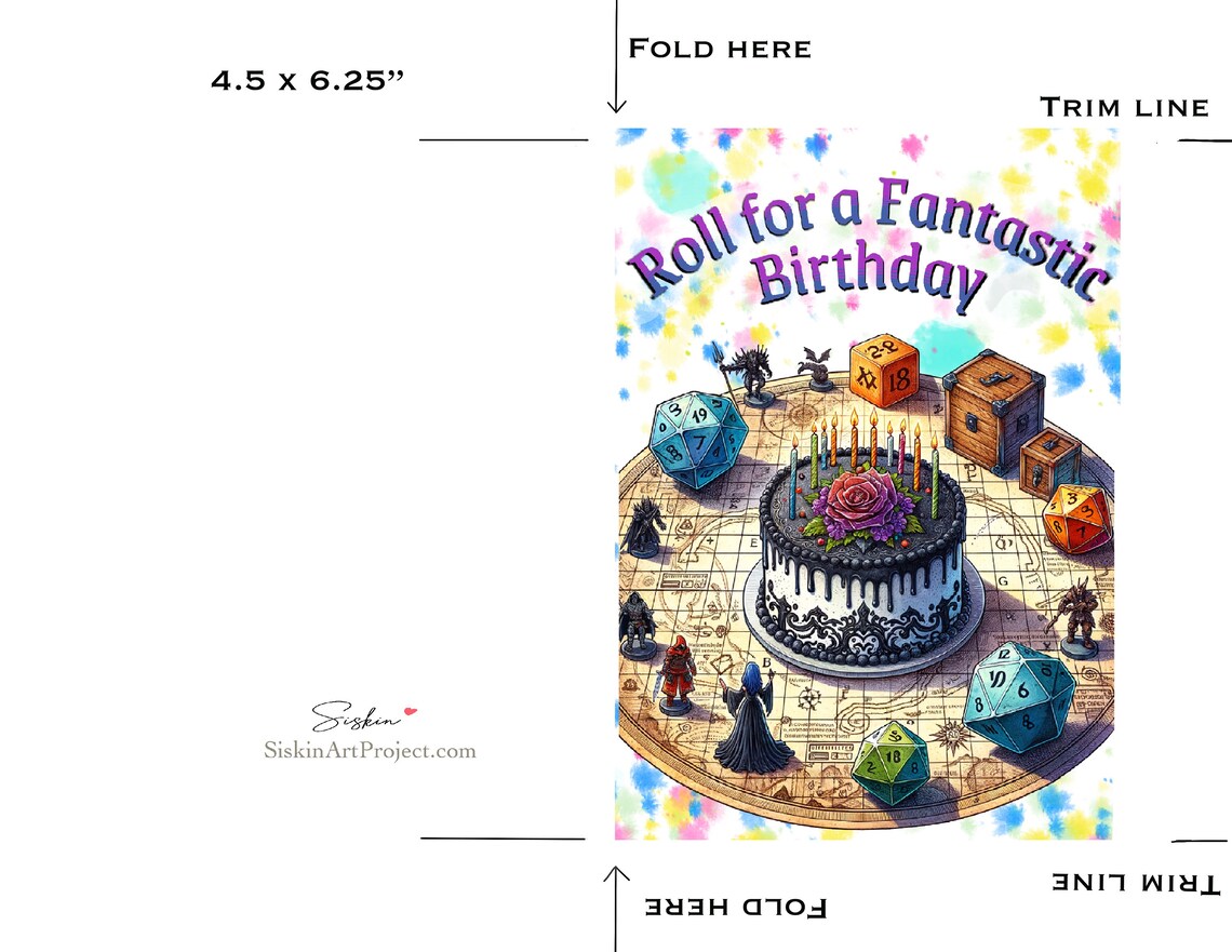 DND Birthday Card, Digital Download, Two Sizes. Blank Inside. Dungeons ...