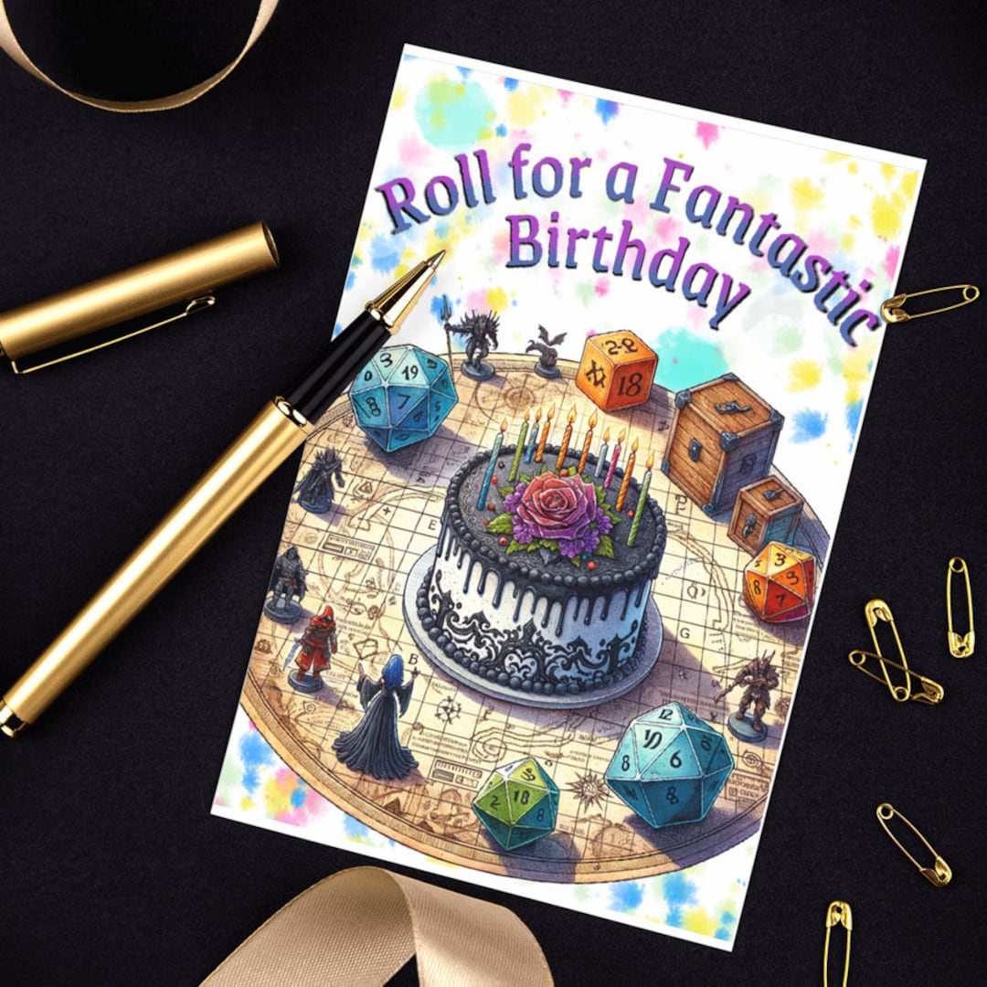 DND Birthday Card, Digital Download, Two Sizes. Blank Inside. Dungeons ...